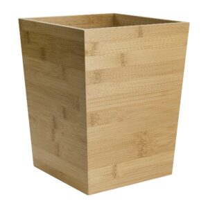 allure home creation haven bamboo bathroom wastebasket trash can 7.87" x 7.87" x 10.00" compact size 1.50 gallons