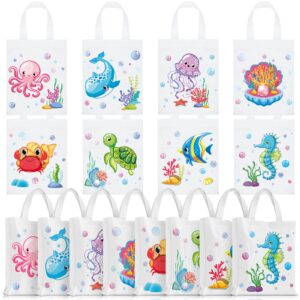 ferraycle 24 pcs sea animals party favor bags under the sea party goodie bags cute marine sea animals party favors treat bags for baby shower birthday party decor baby shower supplies (vivid color)