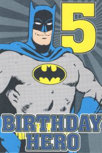 kid squad batman happy 5th fifth birthday card (age 5) - birthday hero - you're five times as cool and five times as fun - hope your fifth birthday is a super awesome one!