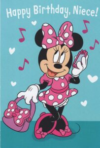 heartline minnie mouse happy birthday, niece card - the world's a whole lot brighter, a whole lot sweeter, too, a lot more fun and happy... all because of you!