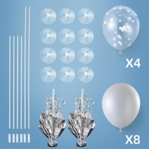 2 Set Silver Christmas Balloon Centerpieces for Tables Silver Balloons Stand Kit for Birthday Party Baby Shower Wedding Bridal Shower Retirement Engagement Prom Table Decorations