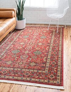 rugs.com chelsea collection rug – 5' x 8' red medium rug perfect for bedrooms, dining rooms, living rooms