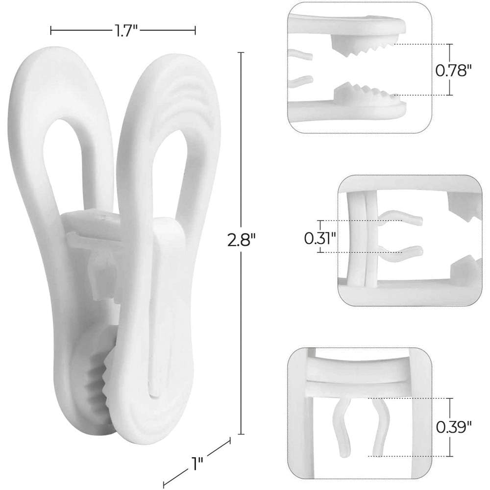 Strong Hanger Clips for Plastic Hangers, Big Plastic Hangers Clips, Multi-use Clothes Hangers Clips for Jeans Skirt Sweater Pants Hangers(30Pcs White)