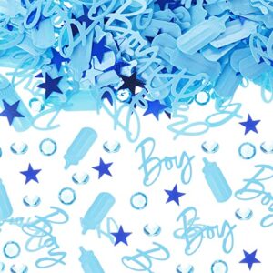 1000 pieces baby shower confetti - baby shower decorations blue boy table scatter confetti, sprinkles decor confetti for baby shower gender reveal party supplies (boy)