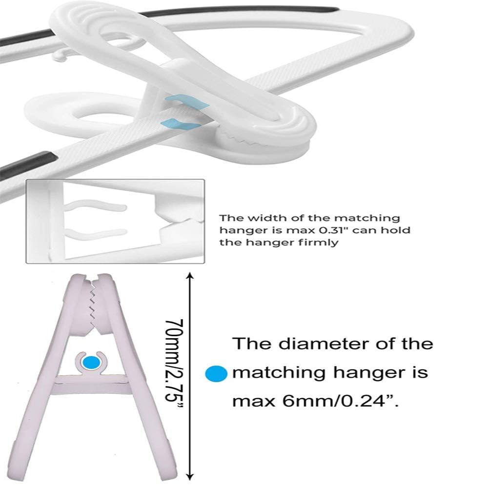 Strong Hanger Clips for Plastic Hangers, Big Plastic Hangers Clips, Multi-use Clothes Hangers Clips for Jeans Skirt Sweater Pants Hangers(30Pcs White)