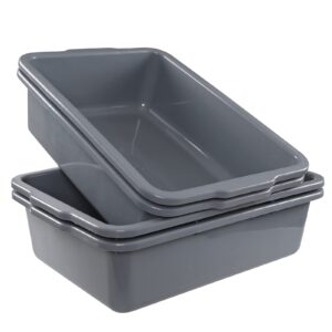 ponpong 4 packs 35 l commercial plastic bus box, restaurant bus tubs, gray