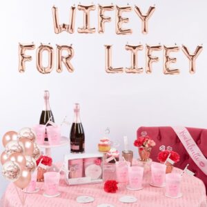 Bachelorette Party Decorations Rose Gold Wifey for Lifey Balloons Bride To Be/We are Engaged/Bridal Shower/Just Married/Will You Marry Me/Engagement Themed Bachelorette Party Supplies Decorations