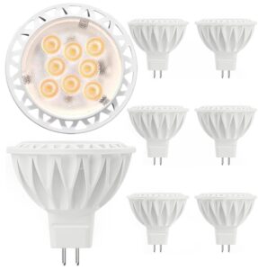 gohdlamp mr16 led bulbs 50w halogen equivalent landscape light bulbs, 2700k warm white 5w gu5.3 mr16 12v spotlight bulb, non-dimmable 38° beam angle for landscape, recessed, track lighting 6 pack