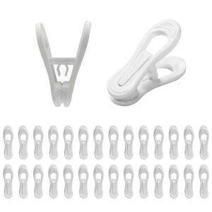 Strong Hanger Clips for Plastic Hangers, Big Plastic Hangers Clips, Multi-use Clothes Hangers Clips for Jeans Skirt Sweater Pants Hangers(30Pcs White)