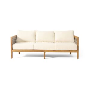 christopher knight home burchett sofas, teak + mixed brown + beige