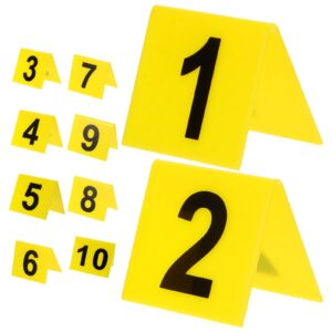 15pcs acrylic table number 1-15, evidence markers crime scene, stackable table tent for clue game theme halloween party supplies, yellow