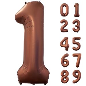 40 inch coffee brown number 1 balloon large size jumbo digit mylar foil retro brown helium balloons for birthday party celebration decorations graduation anniversary baby shower photo shoot