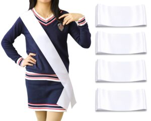 4 pack white blank sashes,plain satin sash for pageants,senior sash,custom sash,diy personalized sash for prom,birthday party decorations.