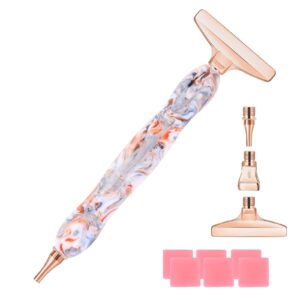 diamond painting pen with screw thread tips,1pcs diamond art pen and 3 pcs rose gold stainless steel metal tips,diamond painting tools for diy diamond art