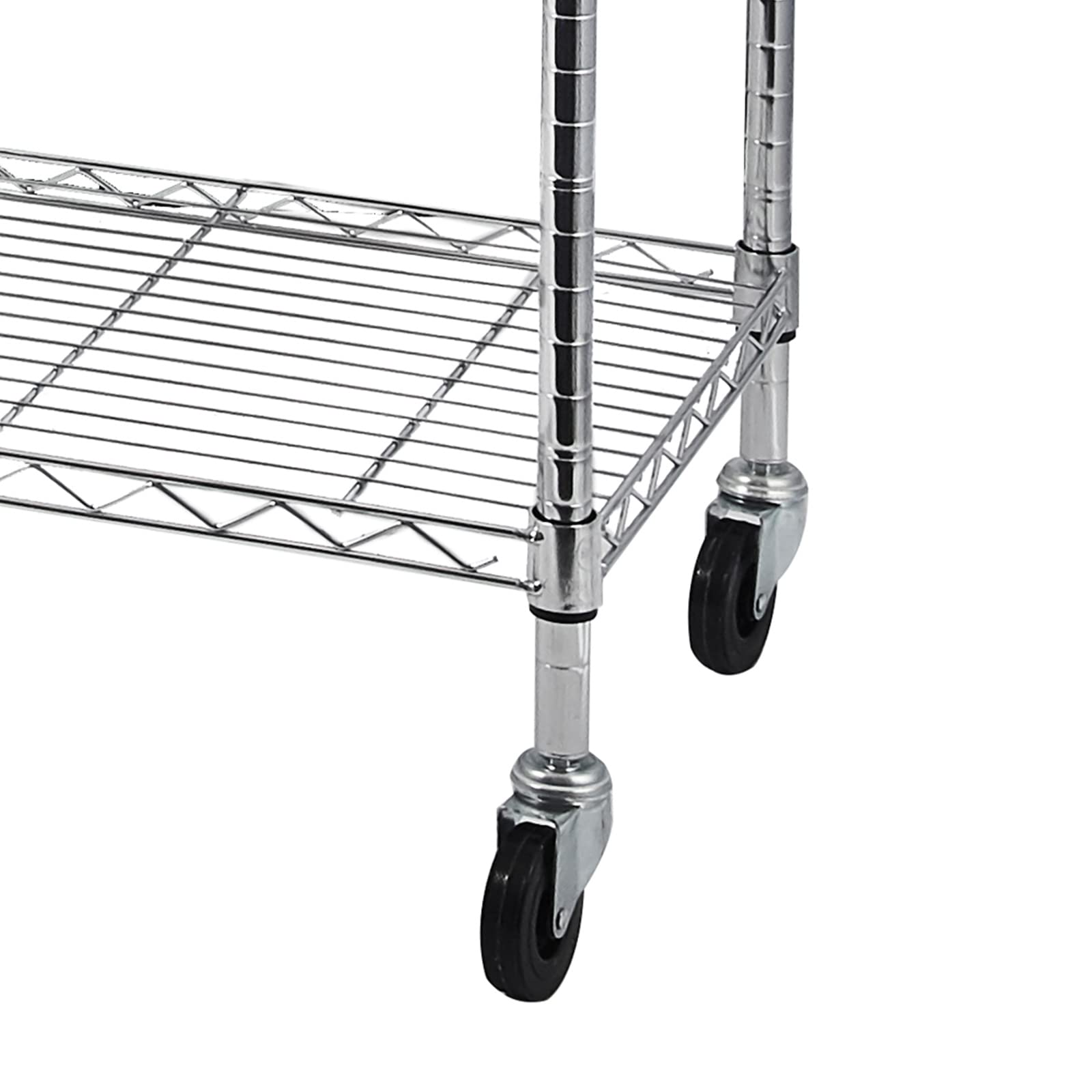 Metal Shelf 5 Tiers Storage Shelves Wire Shelving Unit with Wheels Adjustable Heavy Duty Storage Rack for Closet Home Office Restaurant Pantry Kitchen Bathroom Garage Warehouse 59" L x 18" W x 71" H