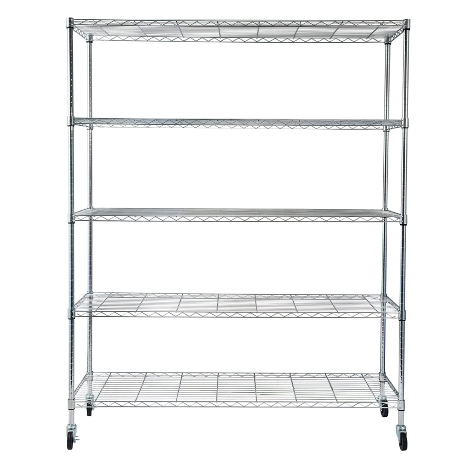 Metal Shelf 5 Tiers Storage Shelves Wire Shelving Unit with Wheels Adjustable Heavy Duty Storage Rack for Closet Home Office Restaurant Pantry Kitchen Bathroom Garage Warehouse 59" L x 18" W x 71" H