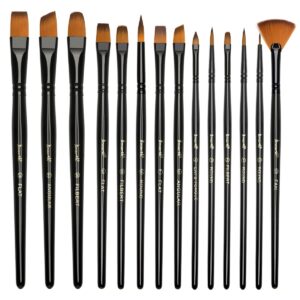 brusarth paint brushes set, 14 pcs artist brush for acrylic oil watercolor gouache artist professional painting kits with synthetic nylon tips