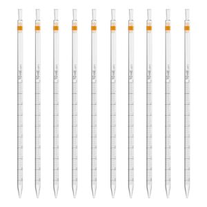 onilab glass graduated pipette, 10ml,tolerance ±0.1ml, standard sodium calcium glass pipettes for transfer liquid or essentail oil for lab, chemistry（10 pcs） 17900304