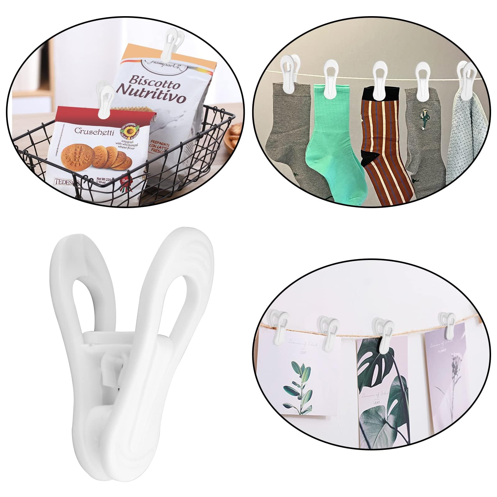 Strong Hanger Clips for Plastic Hangers, Big Plastic Hangers Clips, Multi-use Clothes Hangers Clips for Jeans Skirt Sweater Pants Hangers(30Pcs White)