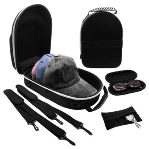 mygo2 hat travel hard case | storage bag for hats, hat carrier box for baseball caps | hat organizer case with adjustable shoulder straps, detachable jewelry case and detachable sunglasses case