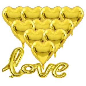 mllxon gold heart balloons and love balloons kit heart foil balloon for valentine's day wedding bridal engagement party anniversary decorations