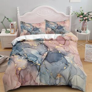 albideyaa watercolor abstract marble comforter cover bedding set for bedroom queen size pink blue marbling duvet cover set girls boys teens adult quilt cover set with 2pillowcase