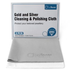 2 pcs jewelry cleaning and polishing cloth, 100% pure cotton silver polishing cloth for sterling silver & gold & platinum jewelry and large silverware, reusable soft jewelry cleaning cloth