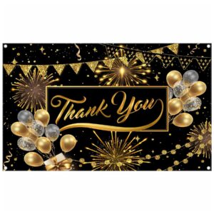 ycucuei 72x43inch black golden thank you backdrop employee appreciation banner thanks to staff teachers professors doctor nurses party decorations photo booth