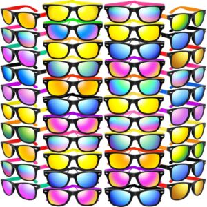 kids sunglasses party favors, 64 pack neon sunglasses in bulk with uv400 protection, boys girls eyewear pack, glasses gift for birthday graduation beach pool party favors supplies goody bag fillers