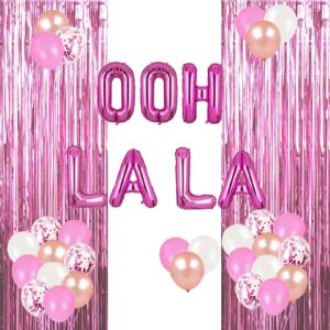 lingerie party decorations pink lingerie ooh la la balloons lingerie shower decor for bridal shower/bachelorette/slumber sleepover/spa ladies/ girls night party supplies decorations