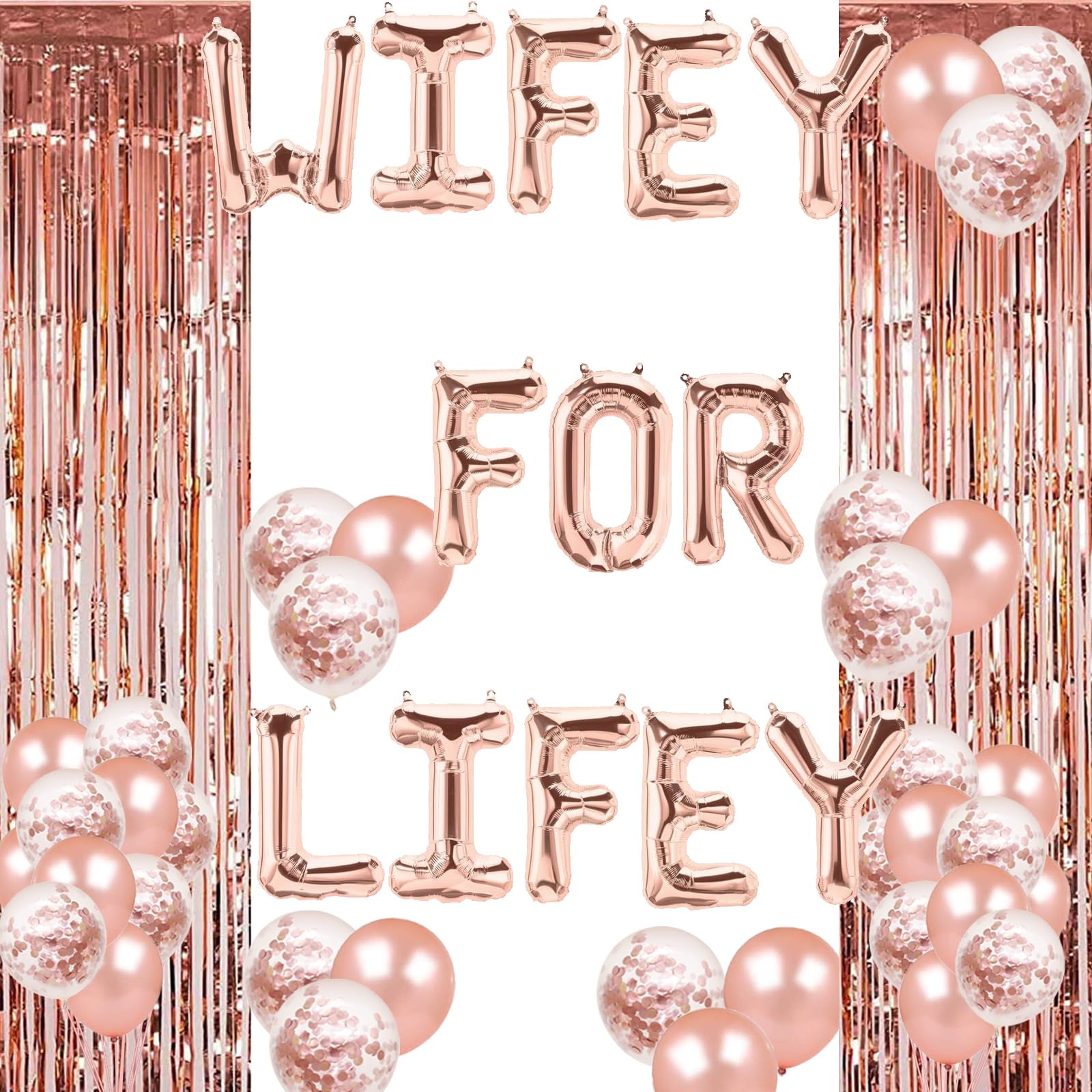 Bachelorette Party Decorations Rose Gold Wifey for Lifey Balloons Bride To Be/We are Engaged/Bridal Shower/Just Married/Will You Marry Me/Engagement Themed Bachelorette Party Supplies Decorations