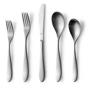 danialli modern marettimo silverware set - 18/10 stainless steel flatware set for elegant dining - dishwasher safe cutlery set (60-piece matte)