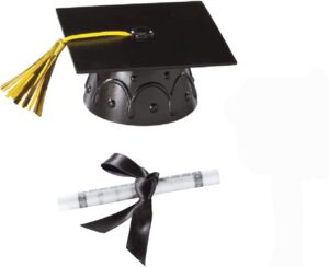 small graduation cap and diploma cake topper (black)