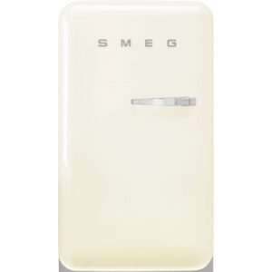 smeg fab10 50's retro style aesthetic refrigerator with 4.48 cu total capacity, 2 glass shelves, led internal light, 22-inches, cream left hand hinge made in italy