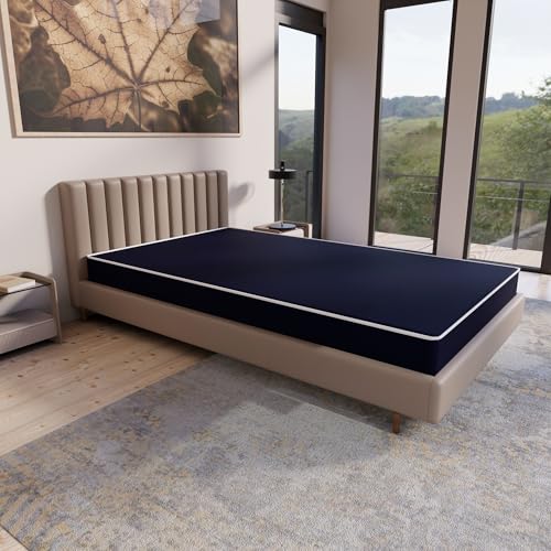 Greaton, 5/7/8/10 Inch Medium Firm Water-Resistance Vinyl Foam Mattress, Easy to Clean, Comfortable & Noise Free, Full XL, Blue