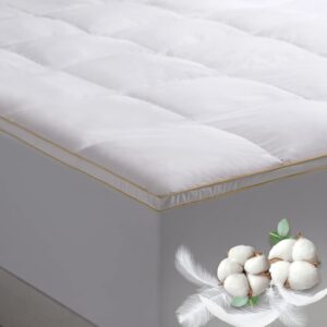 simmons feather bed twin mattress topper with 230tc microfiber shell - skin friendly prime feather fiber baffle box mattress topper with 15” skirt for twin size bed - plush mattress pad, 39”x75