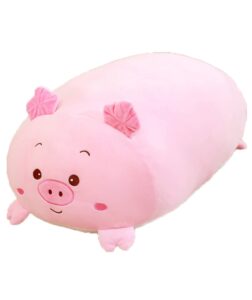 tongsong 8 inch long plush pig stuffed animal pig hugging pillow cuddly pig pillow plushies toy home decor pink piggy huggable anime gifts for kids and lovers in birthday, valentines