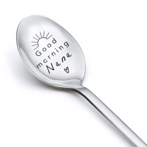 good morning nana spoon gifts from granddaughter grandson grandma coffee tea spoons gift for nana mothdays day birthday gifts for grandma granny nana engraved spoons