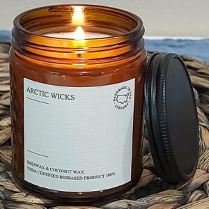 Vanilla Bourbon Candle | Arctic Wicks Scented Coconut & Beeswax Candles | 9oz Amber Jar Non-Toxic Candles | Prefect Gifts For Him Bourbon Whiskey Lovers Non-Toxic Candle | USDA Certified Biobased