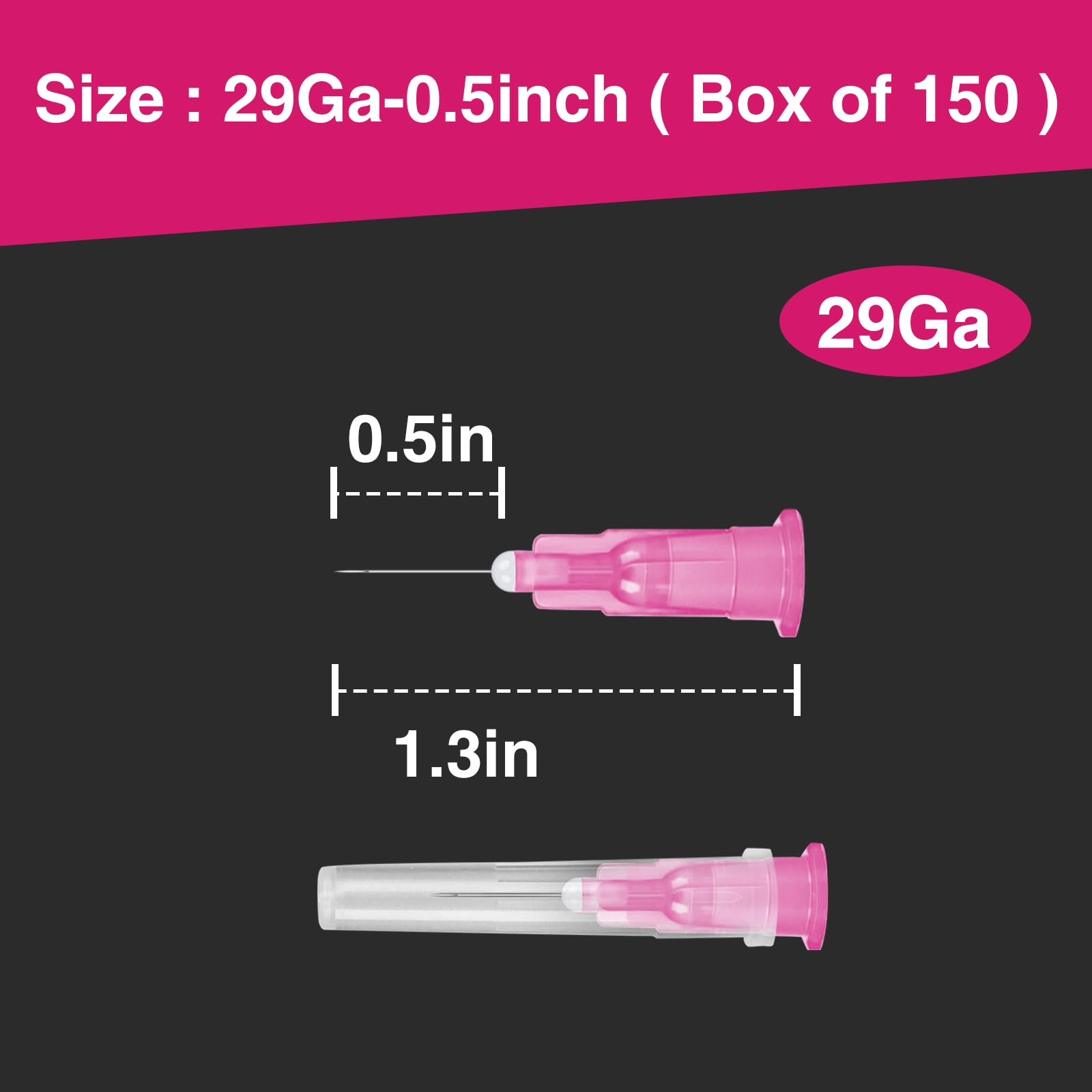 150 Pack 29 Ga 0.5 Inch Luer Lock,Lab Accessories, Industrial Dispensing Accessories, Individually Packaged