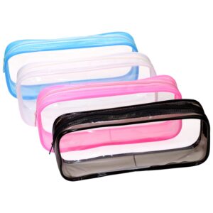 tupalizy 4pcs clear makeup bag zipper pencil case pouch pvc travel cosmetic organizer for purse toiletry women girls students pen marker crayon highlighters cable cords tool storage art school supply