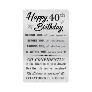 moqiyxl happy 40th birthday card for men women, small engraved wallet card for 40 year old birthday gifts