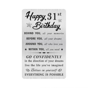 moqiyxl happy 31st birthday card for men women, small engraved wallet card for 31 year old birthday gifts