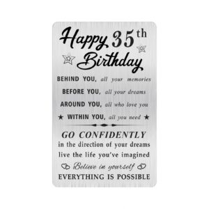 moqiyxl happy 35th birthday card for men women, small engraved wallet card for 35 year old birthday gifts