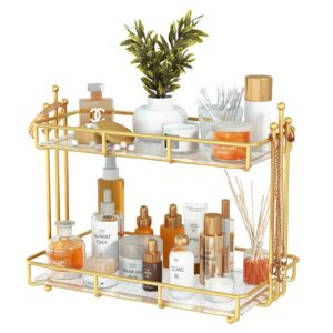 wellfast bathroom organizer countertop perfume organizer skincare organizers 2 tier bathroom tray stainless steel gold shelf acrylic tray