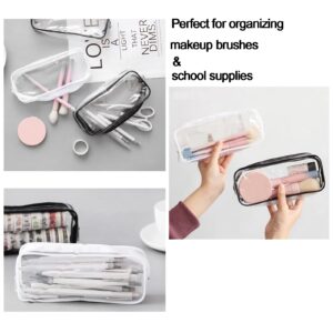 Tupalizy 4PCS Clear Makeup Bag Zipper Pencil Case Pouch PVC Travel Cosmetic Organizer for Purse Toiletry Women Girls Students Pen Marker Crayon Highlighters Cable Cords Tool Storage Art School Supply