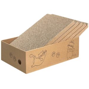 agym cat scratcher cardboard box for indoor cats 5 packs in 1, cat scratching pad cardboard box for indoor cats and kitten, large size cat scratch pad board easy for cats to scratch