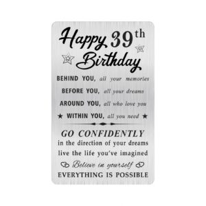 moqiyxl happy 39th birthday card for men women, small engraved wallet card for 39 year old birthday gifts