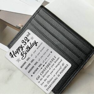 MOQIYXL Happy 32nd Birthday Card for Men Women, Small Engraved Wallet Card for 32 Year Old Birthday Gifts