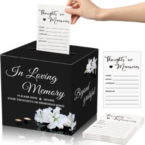 fainne 50 pcs lily share a memory cards with celebration of life box funeral advice cards thank you sympathy holder box decor for guest funerals memorial service farewell remembrance party supplies